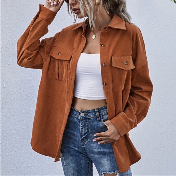 Couture Gypsy | Tops | Cozy Rust Brown Boyfriend Fit Oversized Shacket ...